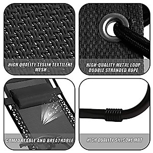 Vnewone Zero Gravity Folding Outdoor Anti Reclining Lounge Deck Foldable Yard with Pillow Cup Holder and Canopy, Black