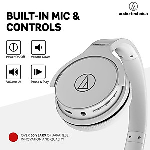 Audio-Technica ATH-S220BTWH Wireless On Ear Headphones, White, Adjustable