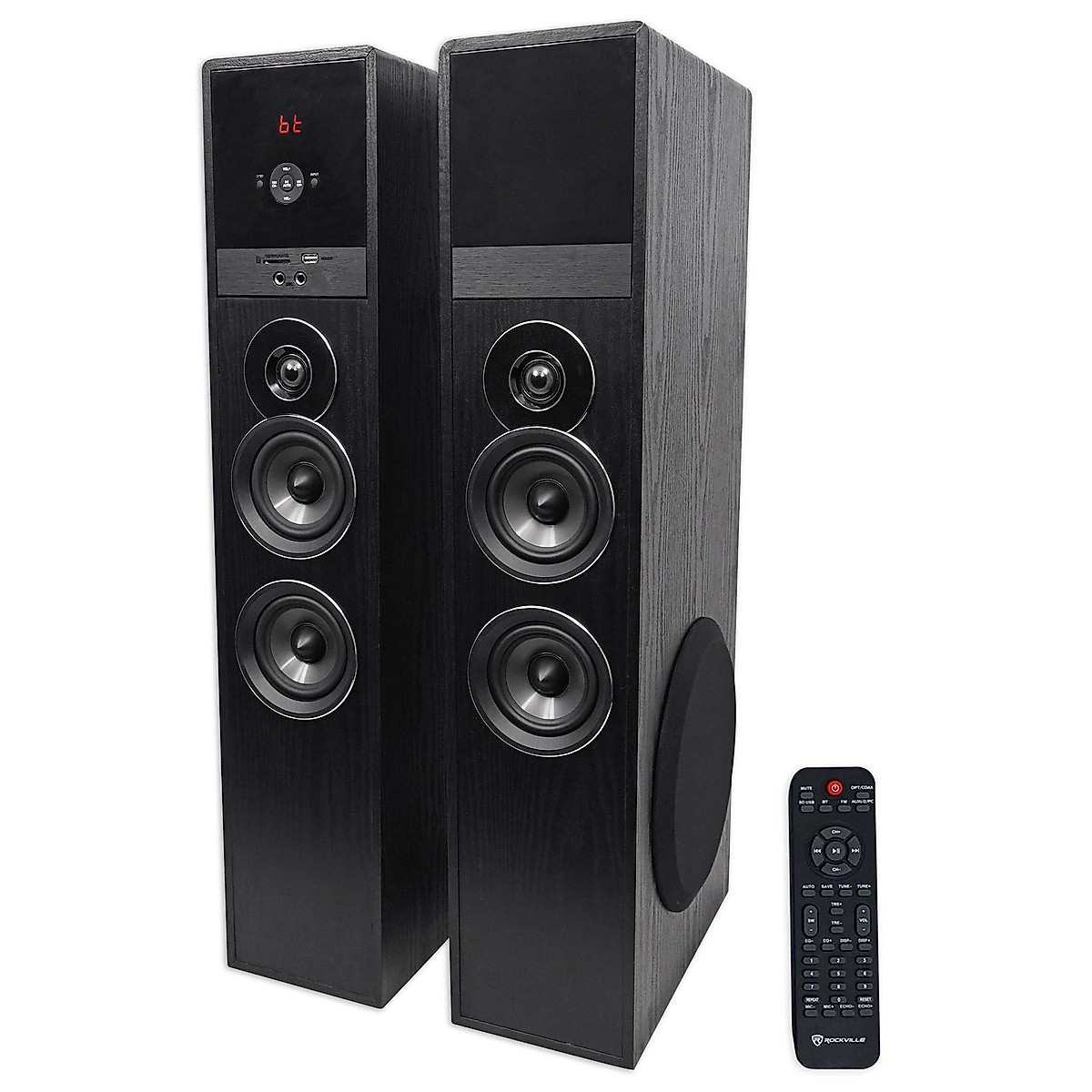 Rockville TM80B Black Home Theater System Tower Speakers 8" Sub/Bluetooth/USB