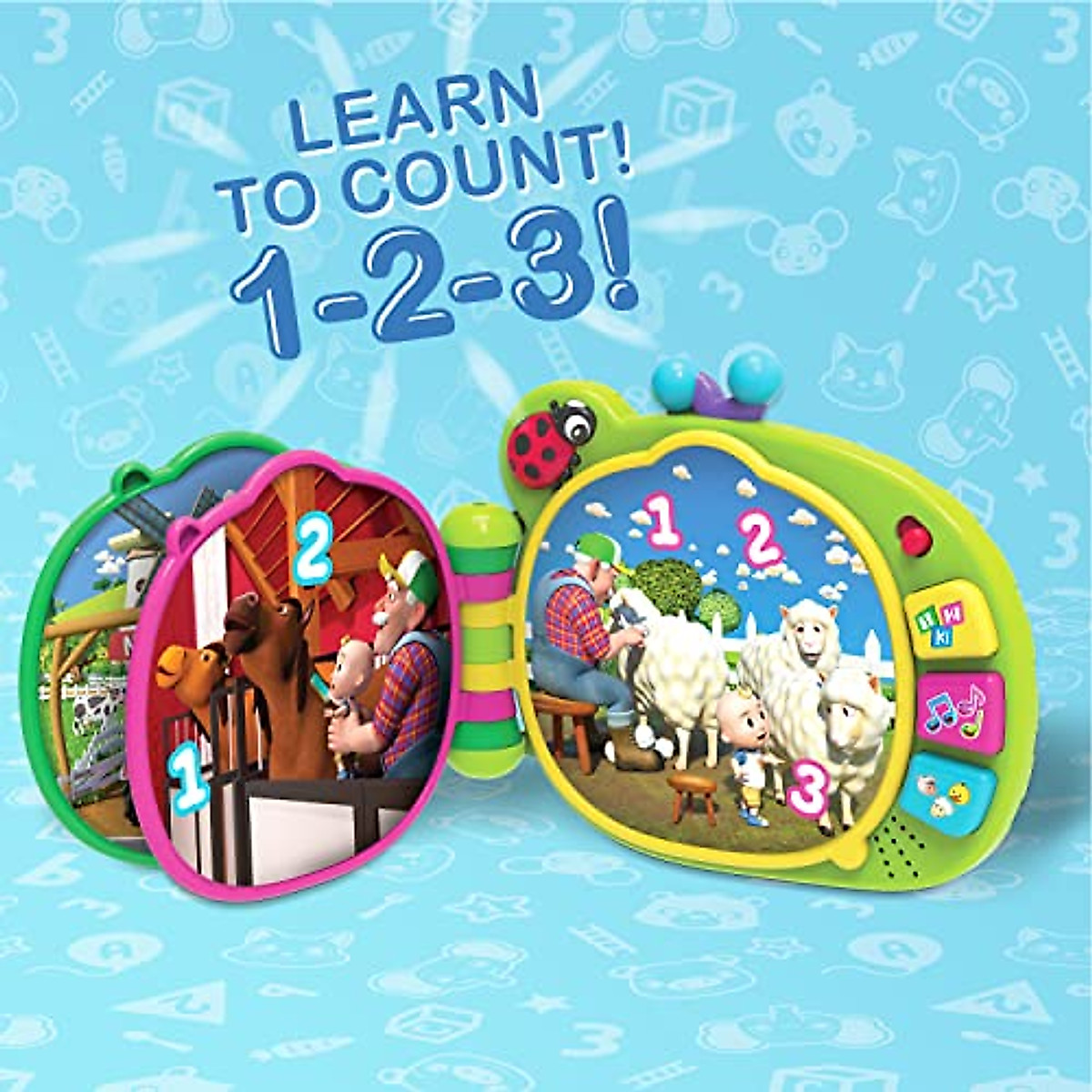 Just Play CoComelon Learning Book Interactive Toy for Toddlers with 3 Learning Modes, Music, Numbers, Animal Sounds, 50 Learning Phrases, Ages 18+ Months, Kids Toys for Ages 18 Month,Multi-color