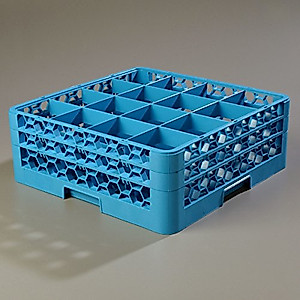 Carlisle FoodService Products RG16-214 FBA_RG16214 16 Compartment Glass Rack with 2 Extenders, 7.12", Blue