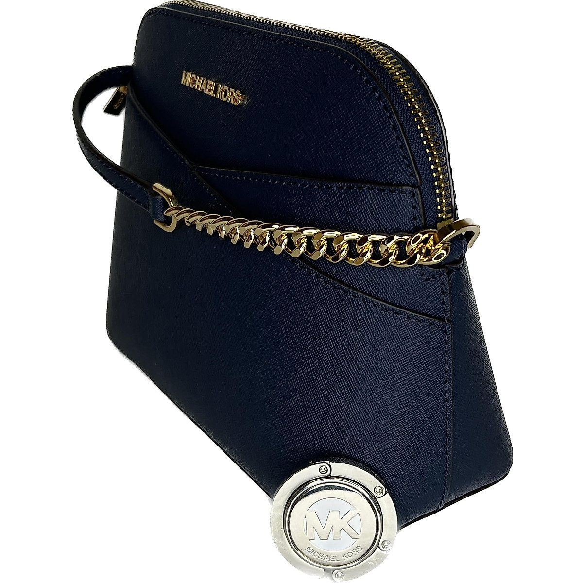 Michael Kors MICHAEL Michael Kors Jet Set Travel MD Dome XCross Crossbody bundled with SM TZ Coinpouch Purse Hook (Pink)