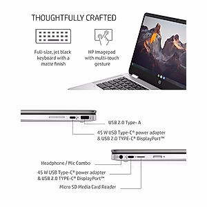 HP Chromebook x360 14a Laptop - Dual Core Intel Celeron N4020 - 4 GB RAM - 32 GB eMMC Storage - 14-inch HD Touchscreen - Google Chrome OS - Lightweight and Long Battery Life (14a-ca0010nr, 2020)