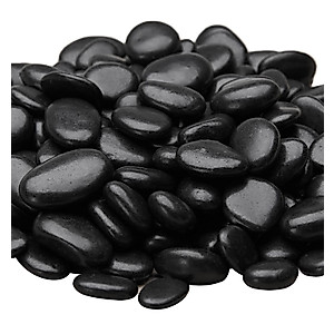NUPICK 10 Pound River Rocks, 1-2 Inches Polished Pebbles for Plants, Fish Tank, Clear Vase and More, Natural Black Stones