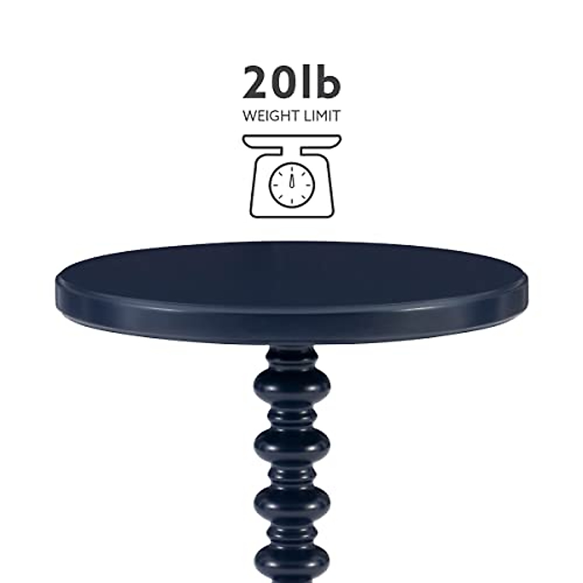 Powell Navy Blue Tarkin Round Turned Spindle Pedestal Side Accent Table