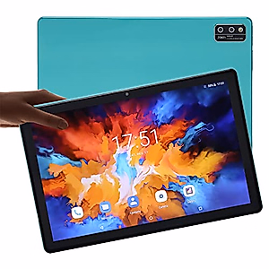 DAUZ Tablet PC, 100‑240V 8800mAh IPS HD Touch Screen Support 4GLTE Green Front 800W Rear 2000W 10.1in Tablet 8GB RAM 128GB ROM for Home Study (US Plug)