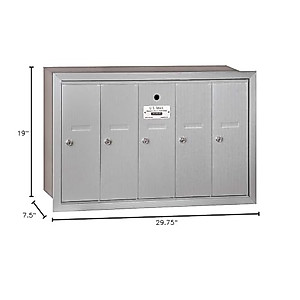 Salsbury Industries 3505ARU Recessed Mounted Vertical Mailbox with 5 Doors and USPS Access, Aluminum