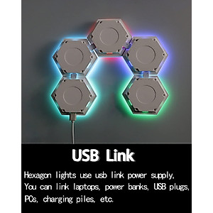 Hexagon Led Lights, Smart DIY Hexagon Wall Lights with Remote, Dual Control Hexagonal LED Light Wall Panels with USB-Power, Geometry Hex Lights Touch Used in Game Room Decor, Party