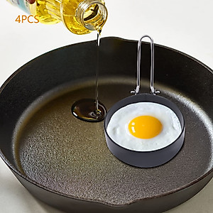 3inch Nonstick Egg Rings Set of 4, Round Crumpet Egg Maker Molds for English Muffins Pancake Cooking Griddle, Round Egg Cooker Rings for Camping Indoor Breakfast Sandwich Burger