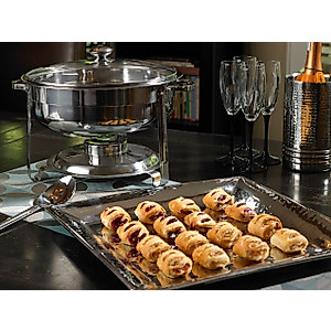 Artisan Hammered Stainless Steel 16-Inch Square Serving Tray, Large