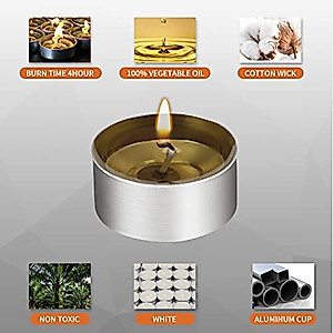 AlterEgo Unscented Tea Lights - 100 Pack Tealight Candles - 6+ Hour Burn Time - Clean-Burning White Palm Votive Smokeless Tealights Candles for Home, Shabbat & Anniversaries (100Pack)