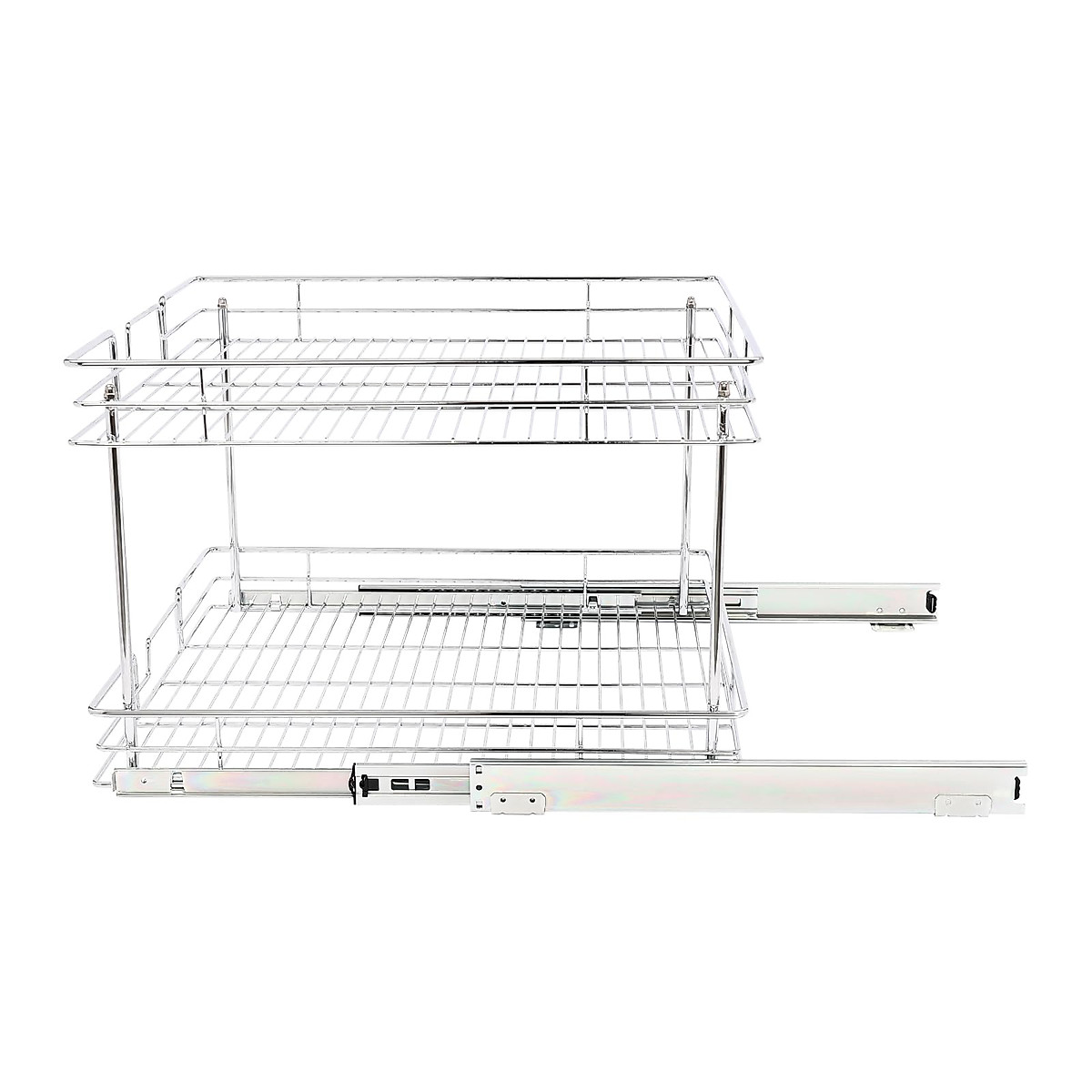 Sink Organizer and Storage,Multi-Purpose Cabinet Organizer,2-Tier Cabinet Pull Out Shelves,Pull Out Cabinet Organizer,Kitchen Helper,for Bathroom,Laundry Room,Kitchen,Pantry(Silver,21.5*19.5*15in)