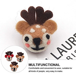 NUOBESTY 3Pcs Deer head brooch accessory Kid Xmas Clothes Pin Christmas DIY Ornaments Felt Christmas Deers Girl Christmas Present Xmas Scarf Pin Miss wool felt antlers birthday present