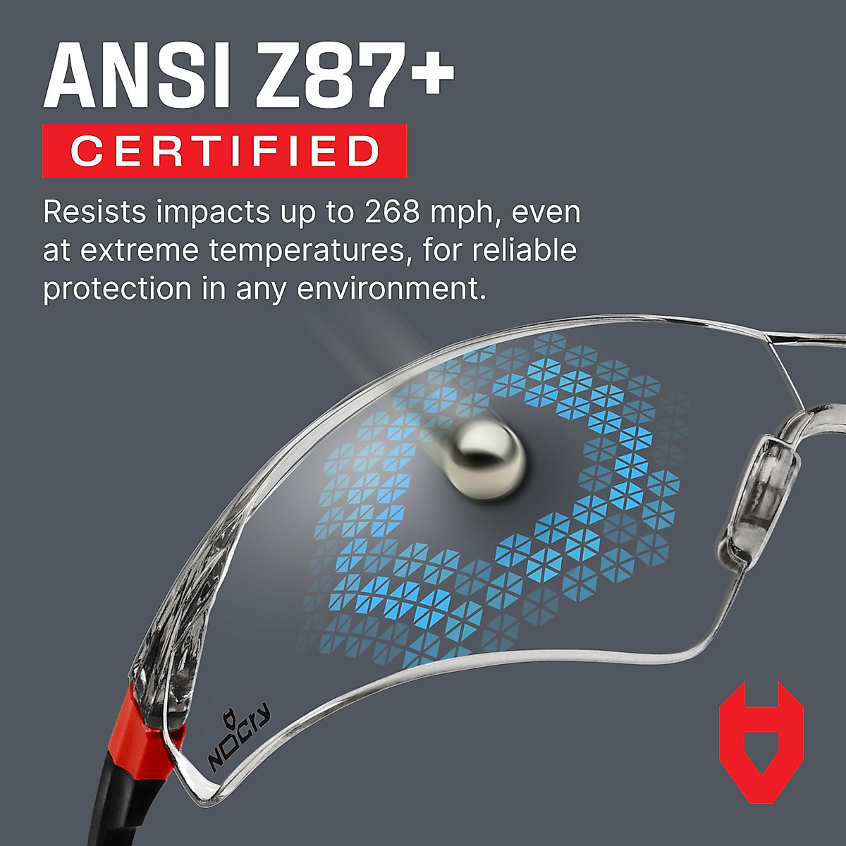 NoCry Clear Safety Glasses for Men and Women; Lightweight Work Glasses with Adjustable Frames and No-Slip Grips; Scratch Resistant Anti Fog Safety Glasses with Superior UV Protection, Black & Red