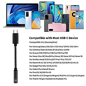 USB C to 3.5mm Headphone Adapter, ACAGET USB Type C Dongle Audio Jack Converter DAC Chip Braided Cable Aux Earbuds Adapter for Samsung S21 Ultra S22 S23 S20 FE Galaxy A53 OnePlus 9 Pro Pixel 6 7 Black