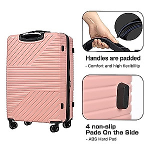 Merax Luggage Sets 3 Piece Suitcases Set ABS Expandable 8 Wheels Spinner Suitcase, TSA Lock Travel Luggage For Man And Women (Pink)