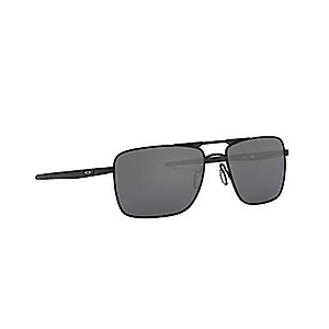 Oakley Men's OO6038 Gauge 6 Titanium Square Sunglasses, Powder Coal/Prizm Black, 57 mm