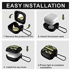 Tamiia for Samsung Galaxy Buds Pro 2 Case (2021) Samsung Galaxy Buds Pro Case (2021)/Galaxy Buds Live Case (2020)，Camo Black Soft Silicon，Night Luminous ，Comes with a Aluminum Carabiner