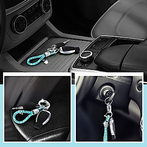 Frienda 1 Piece Crystal Bling Car Keychain for Women Glitter Rhinestone Ring Strap Fob Car Key Chains DIY Crafts (Lake Blue)