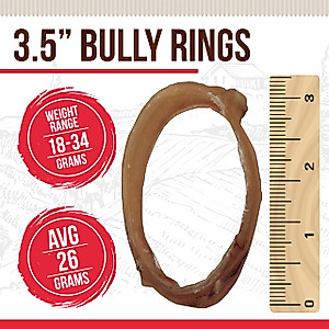 Best Dog Chews Bully Stick Rings for Dogs 100% Natural Bulk Dog Dental Treats & Healthy Chew, Best Thick Low-Odor Pizzle Stix, Free Range & Grass Fed Beef for All Breed Sizes - 4 Inch - 6 Count