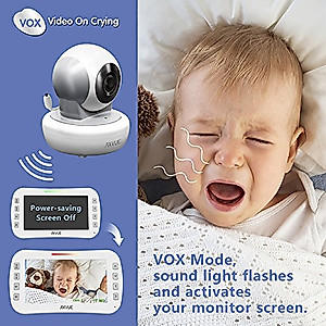 Video Baby Monitor with Remote-Controlled Camera and Wide Screen by Axvue, Grey, Model E650
