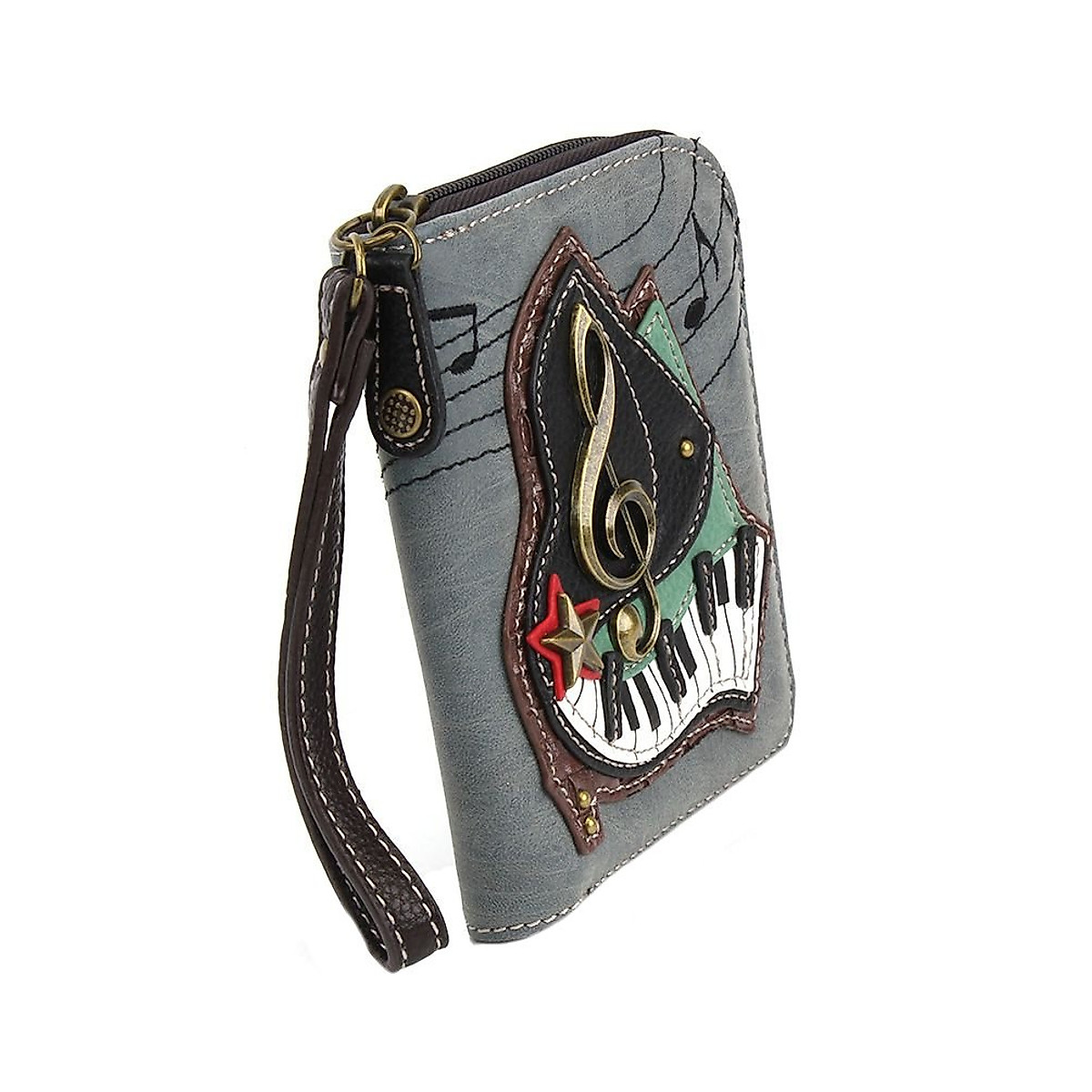 Chala Piano Zip-Around Wristlet Wallet, Music Lover Piano Player Teacher