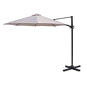 FLAME&SHADE 10 ft Cantilever Offset Outdoor Patio Umbrella with Base Stand Rotate and Tilt - Beige