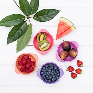 bobo&boo Bamboo Kids Snack Bowls, Set of 4 Bamboo Dishes, Non Toxic, Eco Friendly & Stackable Kids Snack Containers, Great Gift for Baby Showers, Birthdays & Preschool Graduations, Sunset