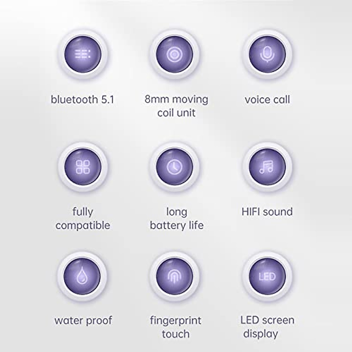 eDealz in-Ear Wireless Bluetooth 5.2 Headphones, Earbuds IPX6 Waterproof with Microphone Rechargeable USB C Case for Smartphones Android iOS (Purple)