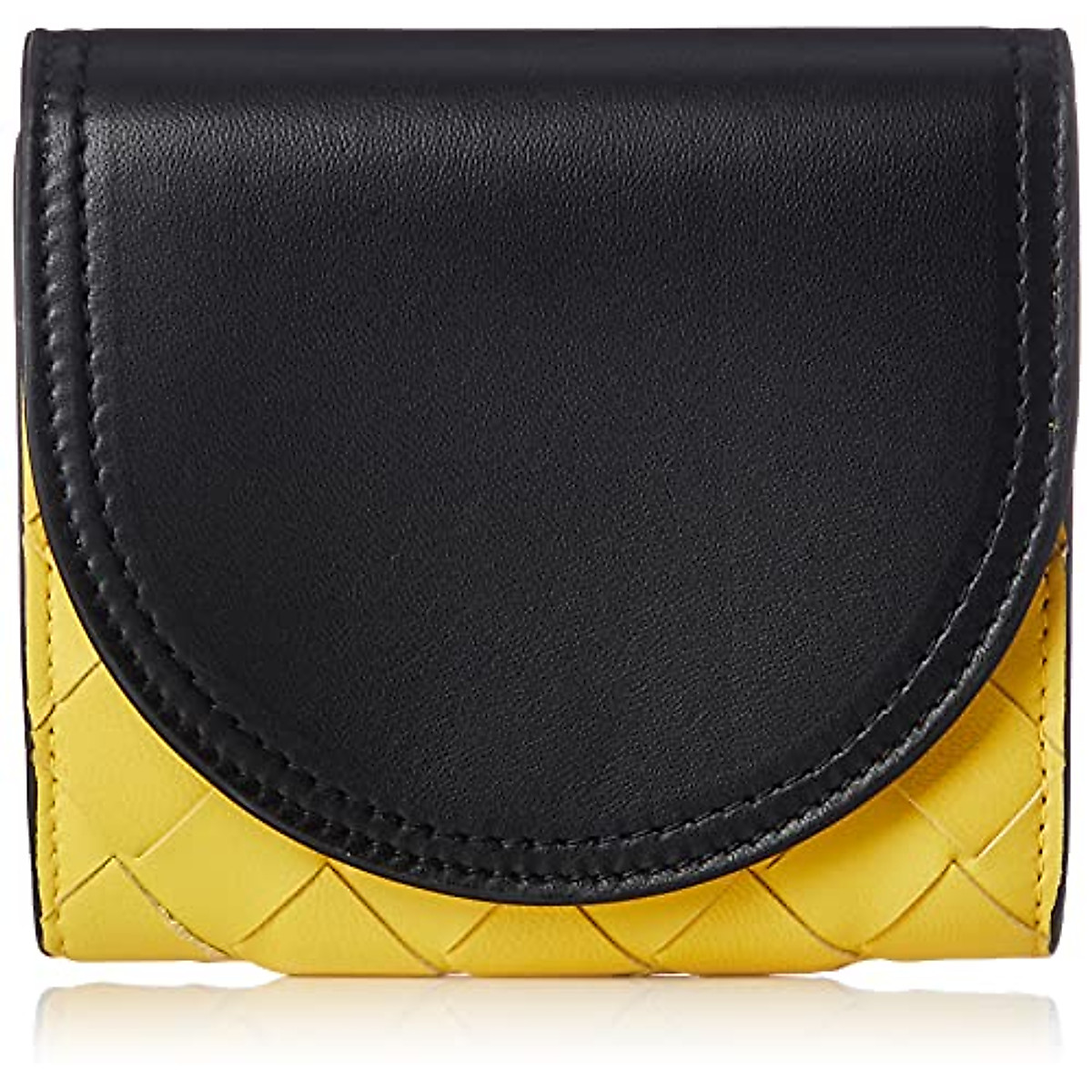 Bottega Veneta 577841 VCCK2 Bifold Wallet, Nero/Yell/Yellsilver