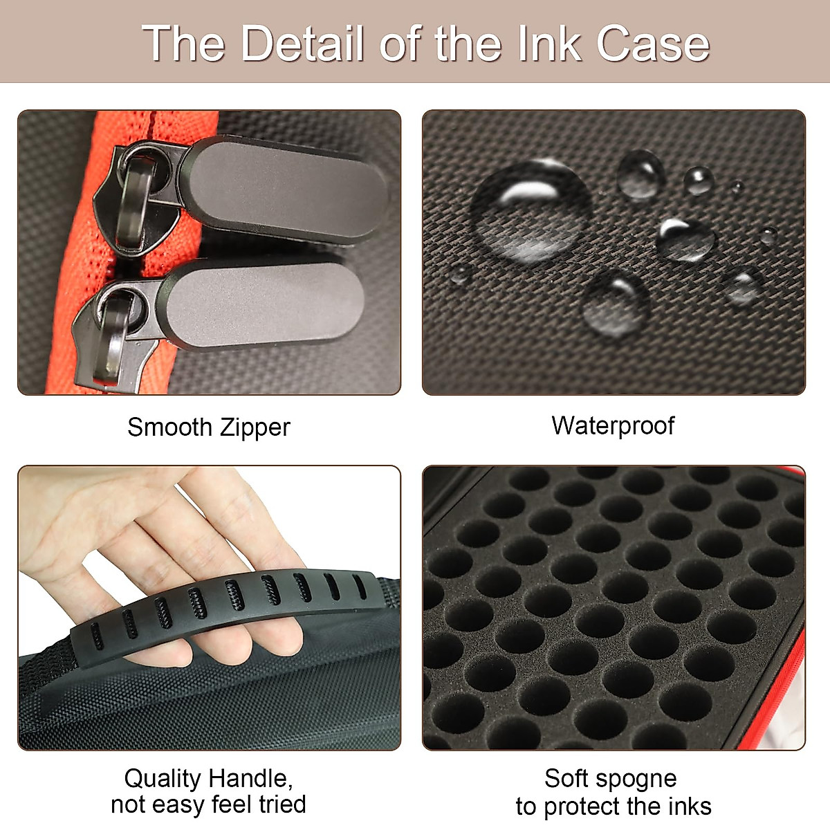 ZORETCO Alcohol Ink Storage Case，60 Bottles Miniature Paint Organizer with Foam Bases and Inner Storage Pocket (Ink not Included)