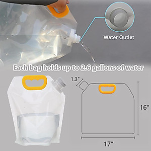 Home Emergency Water Storage Container - BPA Free Food Grade Clear Plastic Carrier for Earthquake Hurricane Survival (10pcs, 26 Gal)
