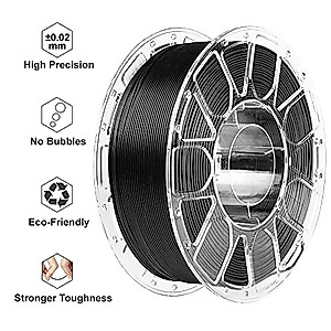 Comgrow PLA 3D Printer Filament, 3D Printer Filament 1.75mm, 1kg Spool Filament (2.2lbs), Dimensional Accuracy +/- 0.03mm, PLA Black, fit Most FDM 3D Printers