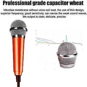 DELADOLA Mini Microphone,Portable Vocal Tiny Microphone, Asmr Microphone,Phone Microphone, Mini Karaoke Microphone for Voice Recording Chatting and Singing On iPhone,Android,Laptop Notebook(Orange)
