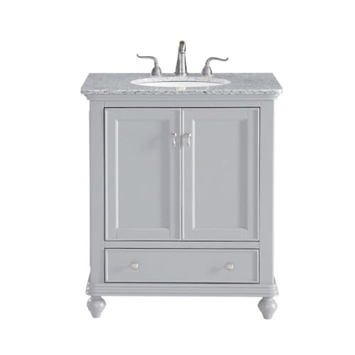 Elegant Kitchen and Bath 30 inch Single Bathroom Vanity Cabinet Set with Granite Countertop - Light Grey