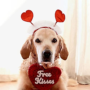 Valentine's Day Dog Costume Heart Headband for Dog, Valentines Pet Costume Accessories Heart Headwear for Small Medium Dogs Cats Outfit