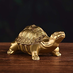 BRABUD Brass Millennium Turtle Statue Gold Desk Home Indoor Outdoor Decorative Collectible Gifts for Elders 4'' BS051
