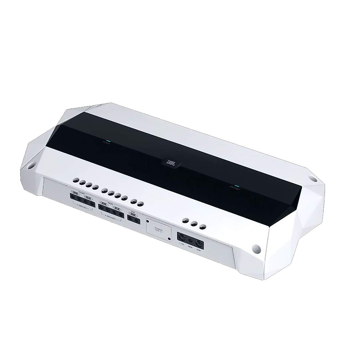 Gauge Style Bluetooth Marine Boat AM/FM/WB Tuner Receiver Bundle with Protective Radio Cover, 4X 6.5 225W Peak Power 2-Way LED Speakers (Black), 4-Ch Boat Amplifier w/Wiring Kit - OEM Replacement