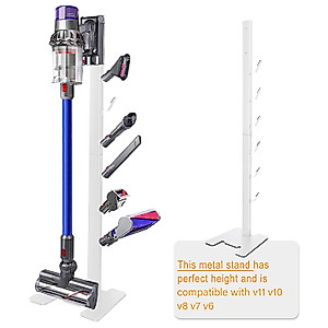 XIGOO Storage-Stand-Docking-Station-Holder Compatible with V15 Detect V11 V10 V8 V7 V6 Cordless Vacuum Cleaners, Stable Metal Organizer Rack(White, 6 Hooks)