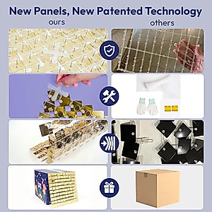 HOUSE OF PARTY Silver Shimmer Wall Backdrop -36 Panels Square Sequin Shimmer Backdrop for Birthday Wedding Anniversary Engagement Baby Shower & Bachelorette Decorations Party