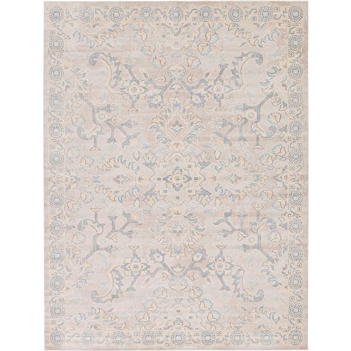 Unique Loom Paris Collection Pastel Tones Traditional Distressed Gray Area Rug (9' 0 x 12' 0)