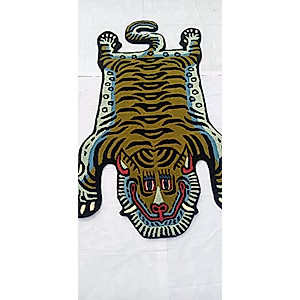 Tiger Print Skin Area Rug for Home Decor Wall Hanging for Living Room Bedroom Anti-Slip Rug Gift by AFTAB Collection (3 x 5) (Tiger 2, 3 x 5 feet), AREARUGS3, Multi