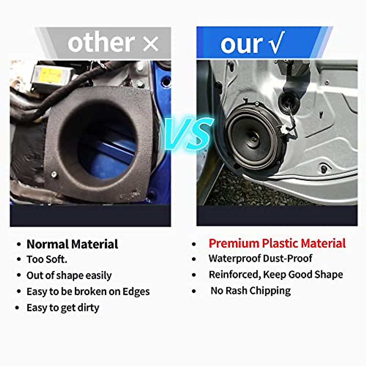 RED WOLF Car Door Speaker Adapter Bracket 6.5 Inch Fit VW Volkswagen Passat Golf/Jetta/Beetle1999-2019, Porsche 2000-2006, Skoda 2005-2013 Install Aftermarket Speaker Adapter Spacer Ring