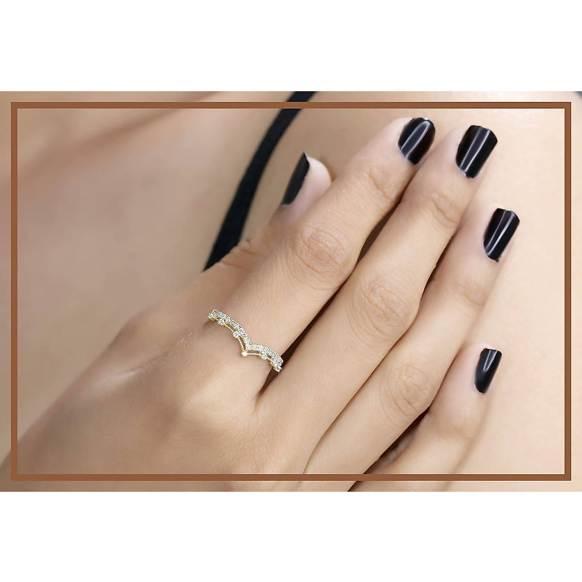 Dazzlingrock Collection Round White Diamond Beaded Chevron Wedding Band for Women (0.25 ctw, Color I-J, Clarity I2-I3) in 10K Yellow Gold, Size 7