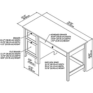 Bush Furniture Mayfield Computer Desk with Drawers, 54W, Pure White and Shiplap Gray