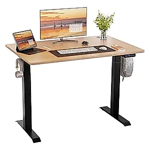 Meilocar Height Adjustable Electric Standing Desk, Sit Stand Computer Desk with Memory Controller, Home Office Desk Computer Workstation 48" x 24" Tabletop (White Top + White Frame)