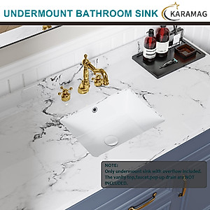 16 Inch Undermount Bathroom Sink Small Rectangle Undermount Sink White Ceramic Under Counter Bathroom Sink with Overflow (15.70"x11.69")