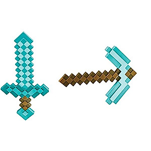 Minecraft Costume Sword and Pickaxe Combo, Official Minecraft Costume Accessory Set for Kids