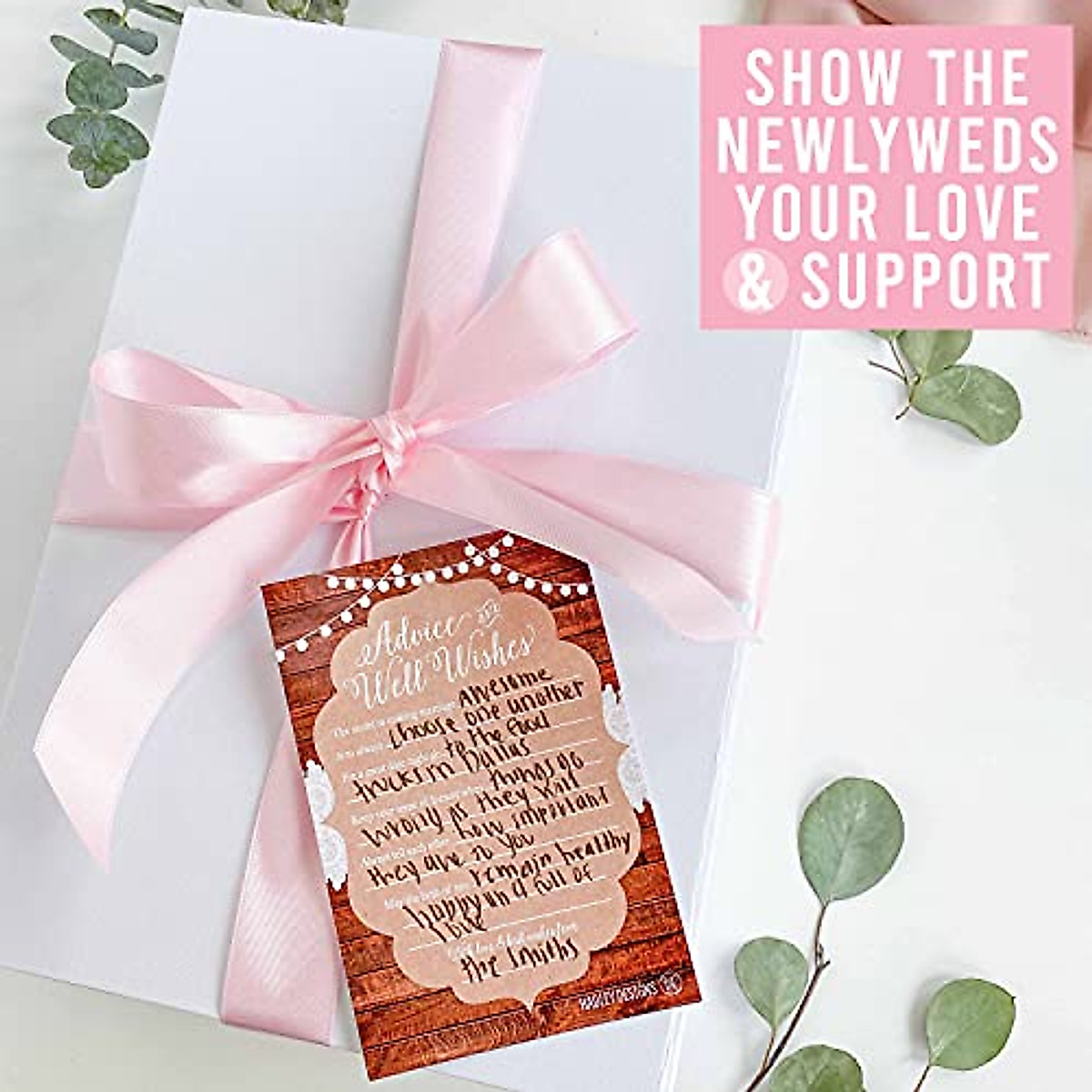 50 Rustic Wedding Advice Cards - Wedding Card Boxes For Reception, Wedding Guest Book Alternative, Advice Cards For Bride and Groom, Bridal Shower Games For Guests, Advice For the Bride Wedding Games