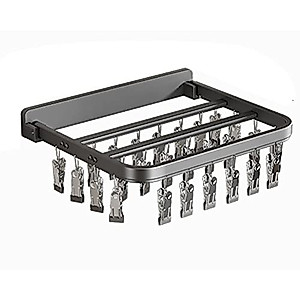 NEWRAIN Clothes Drying Rack, Aluminum Alloy Laundry Clothing Drying Hanger with 26 Pegs for Drying Towels, Bras, Lingerie, Baby Clothes，Socks